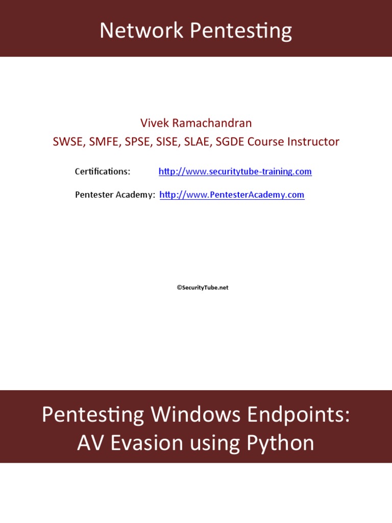 020 Pentesting Windows Endpoints Av Bypass Python | PDF