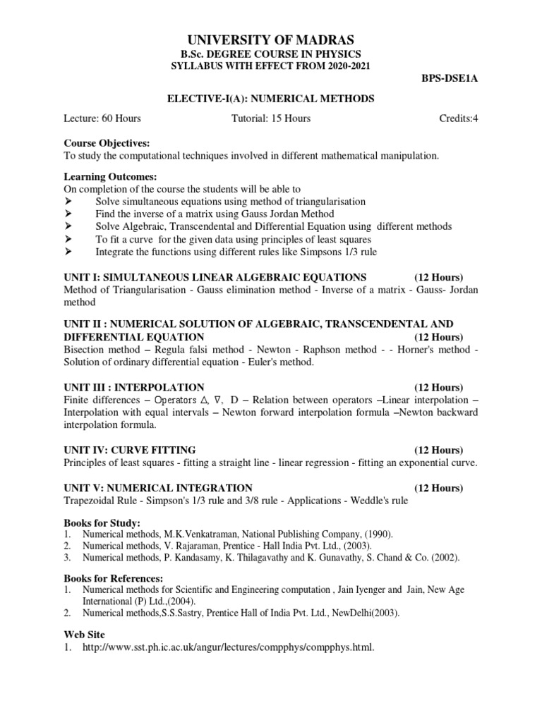 Numerical Methods | PDF | Numerical Analysis | Equations