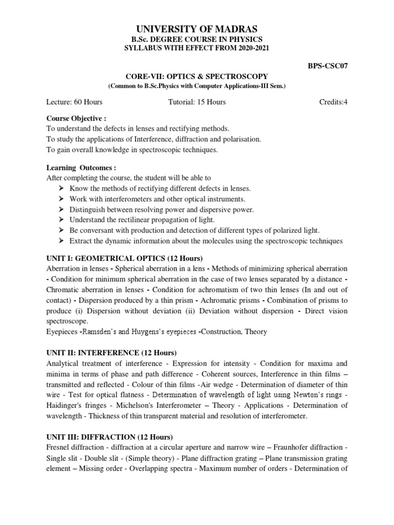 Optics | PDF | Spectroscopy | Diffraction