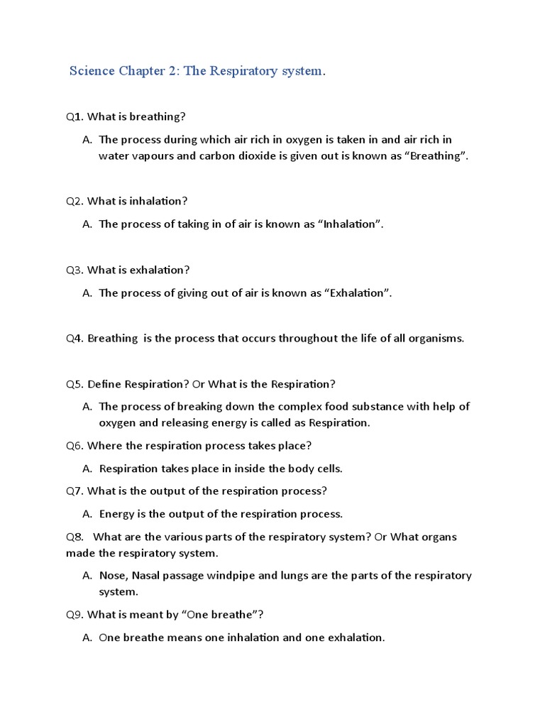 Science Chapter 2 | PDF | Breathing | Respiratory System
