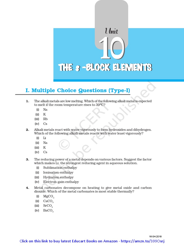 The S-Block Elements | PDF | Hydroxide | Sodium