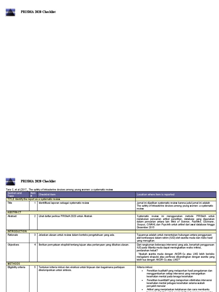 PRISMA 2020 Checklist | PDF
