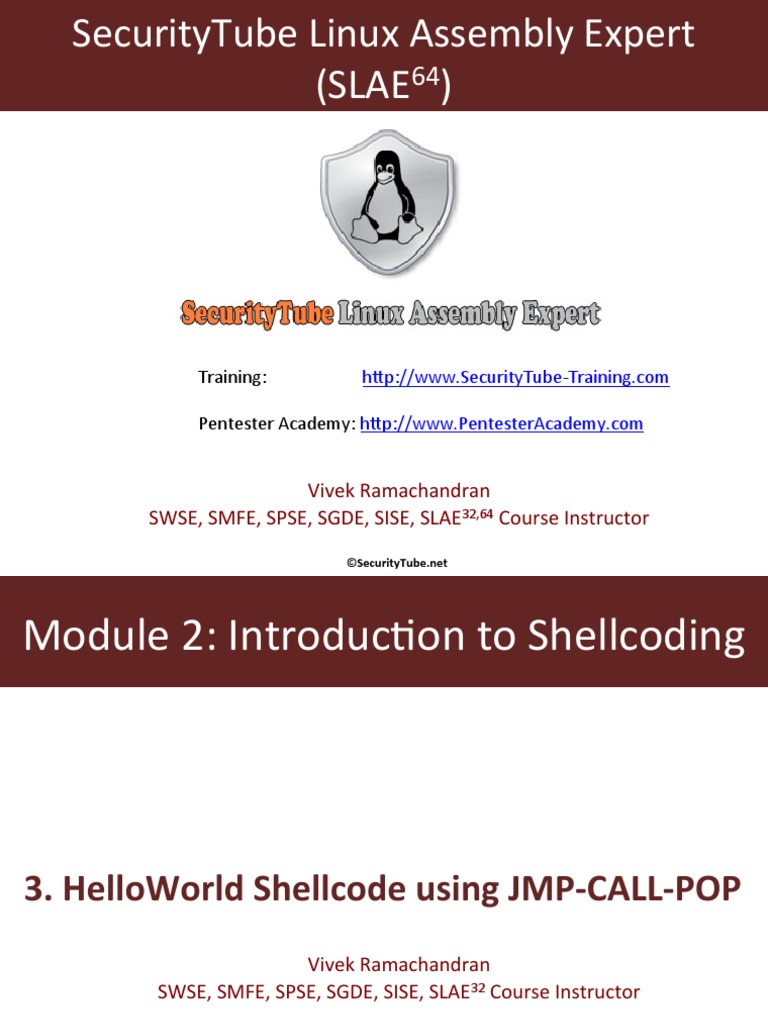 Helloworld Shellcode JMP Call Pop | PDF