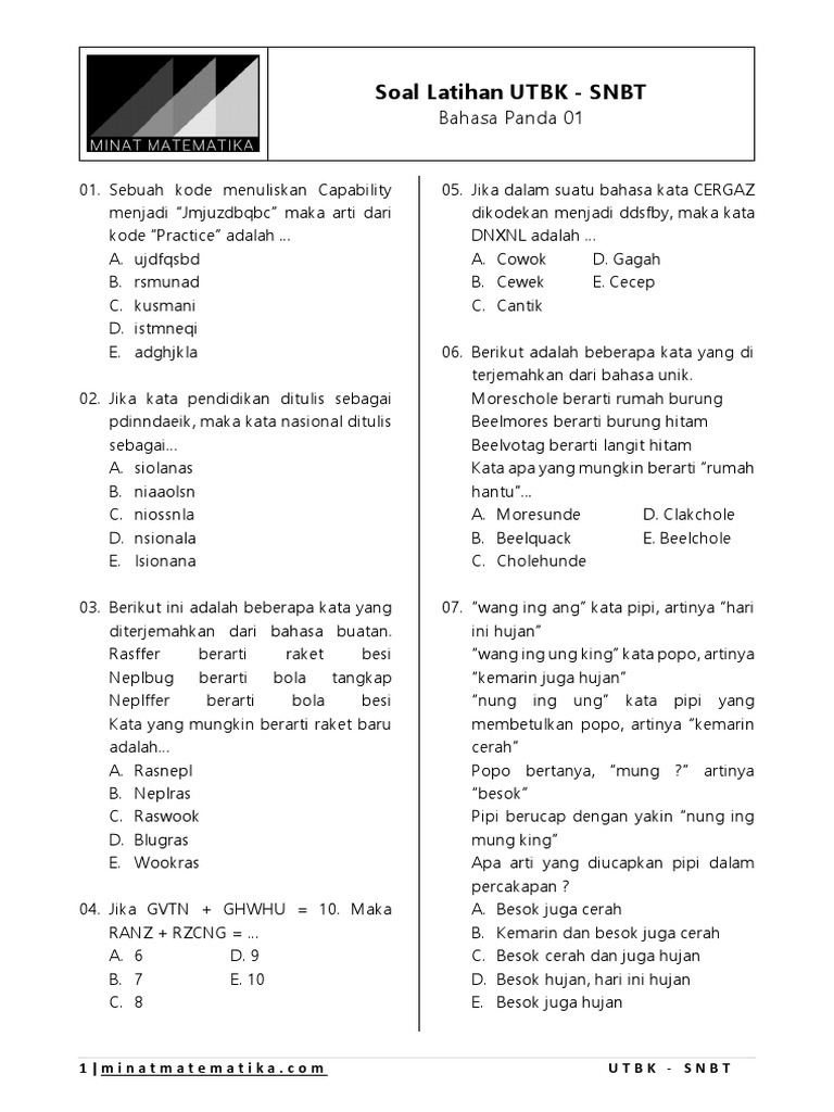 Soal Bahasa Panda UTBK dan Hipotesis | PDF