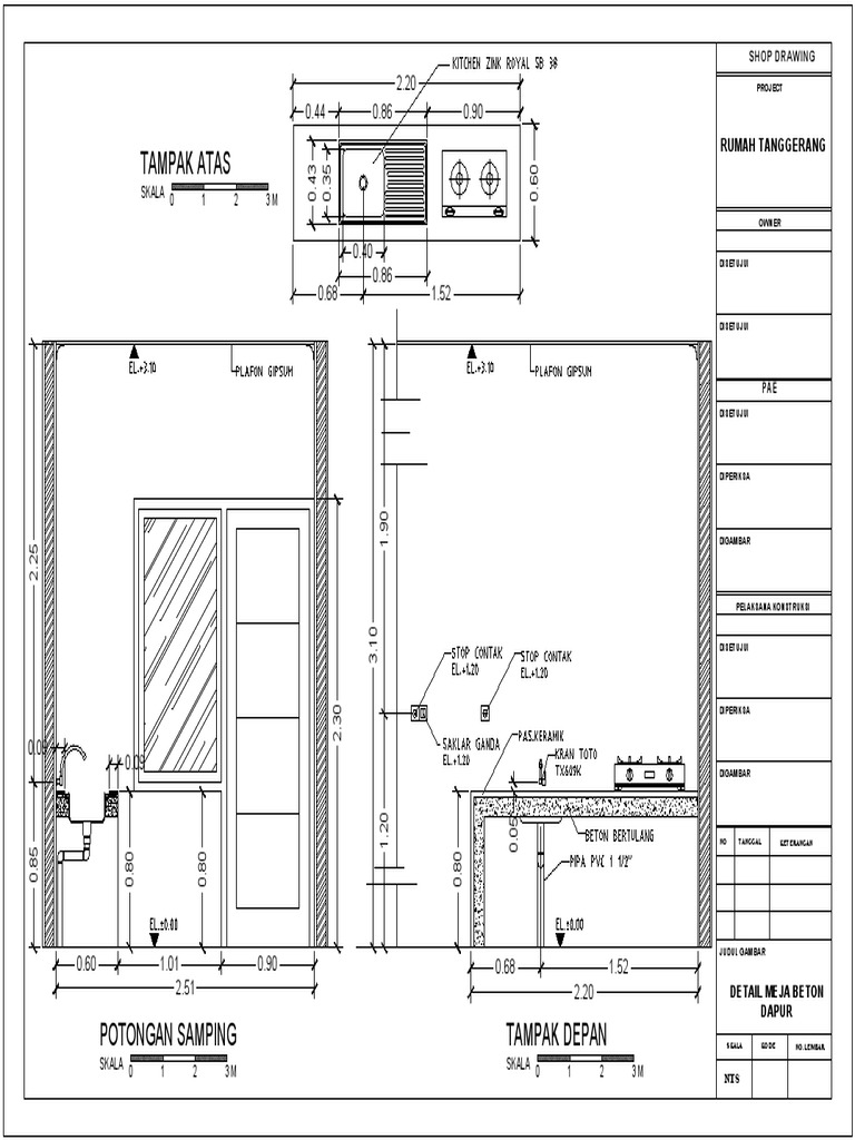 Detail Meja Beton Dapur dan Ukuran Standard | PDF