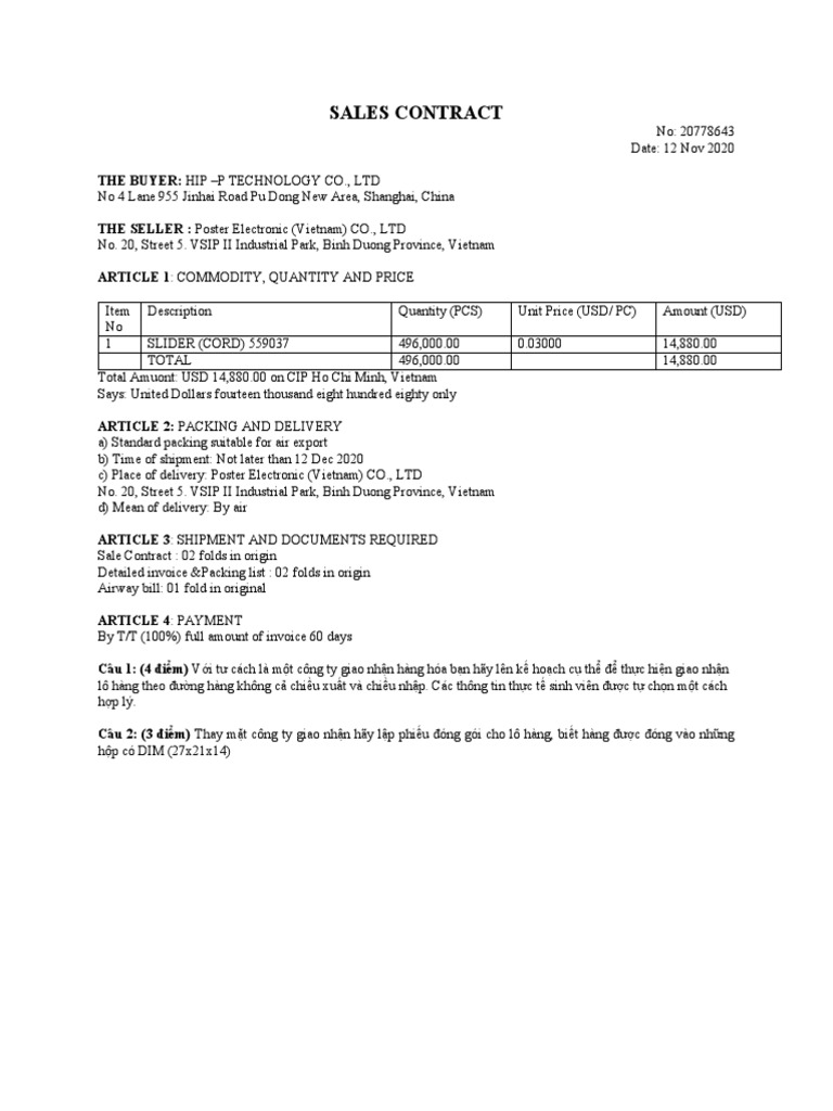 Sales Contract | PDF