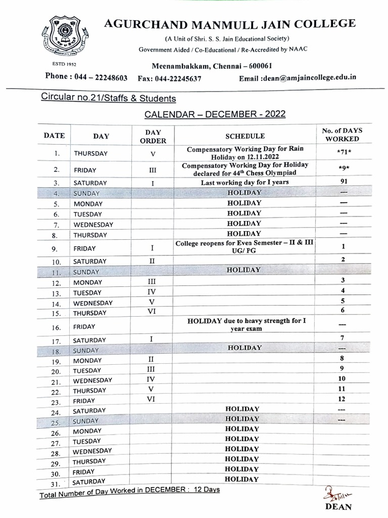 December 2022 Academic Calendar | PDF | Observances