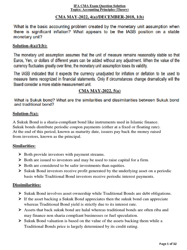 CMA Exam Solutions: Accounting Principles | PDF | Bonds (Finance ...