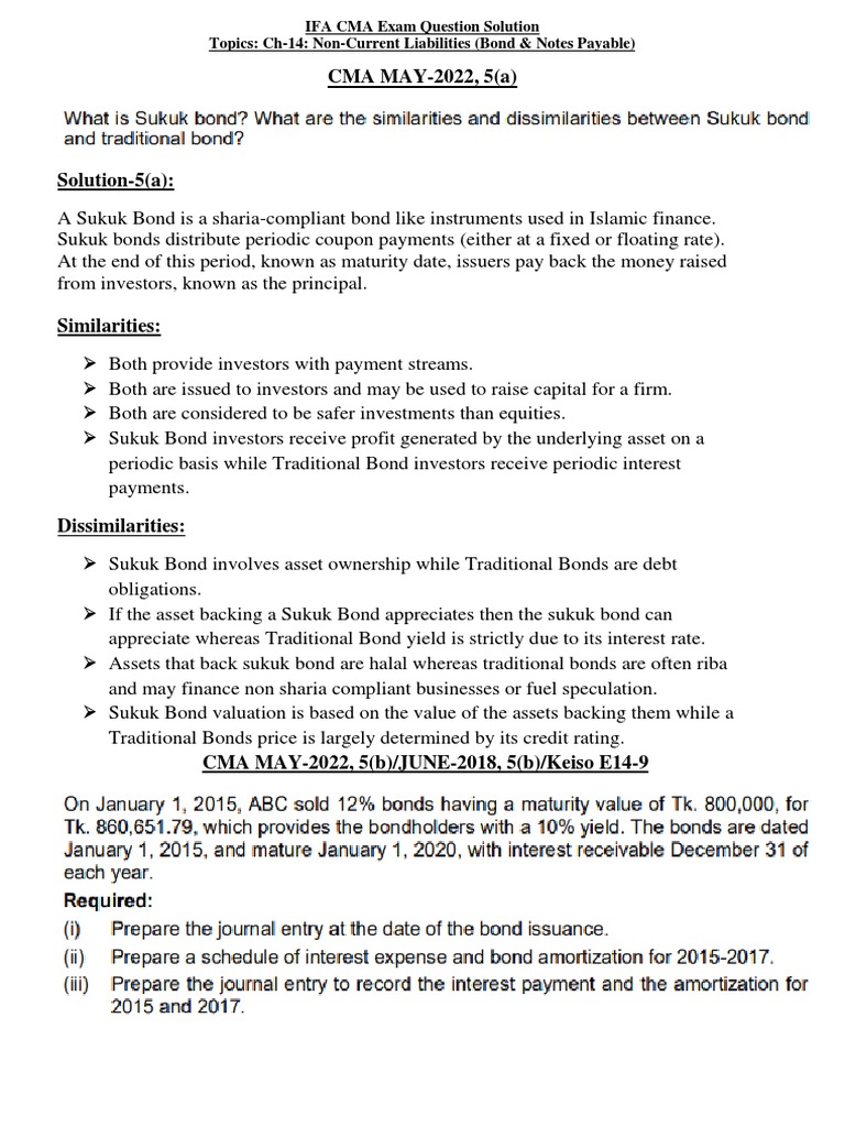 Non-Current Liabilities (Bond & Notes Payable) (Ch-14) CMA Questions ...