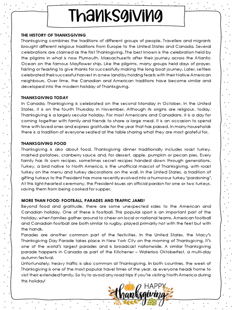 The History of Thanksgiving | PDF | Thanksgiving | Foods