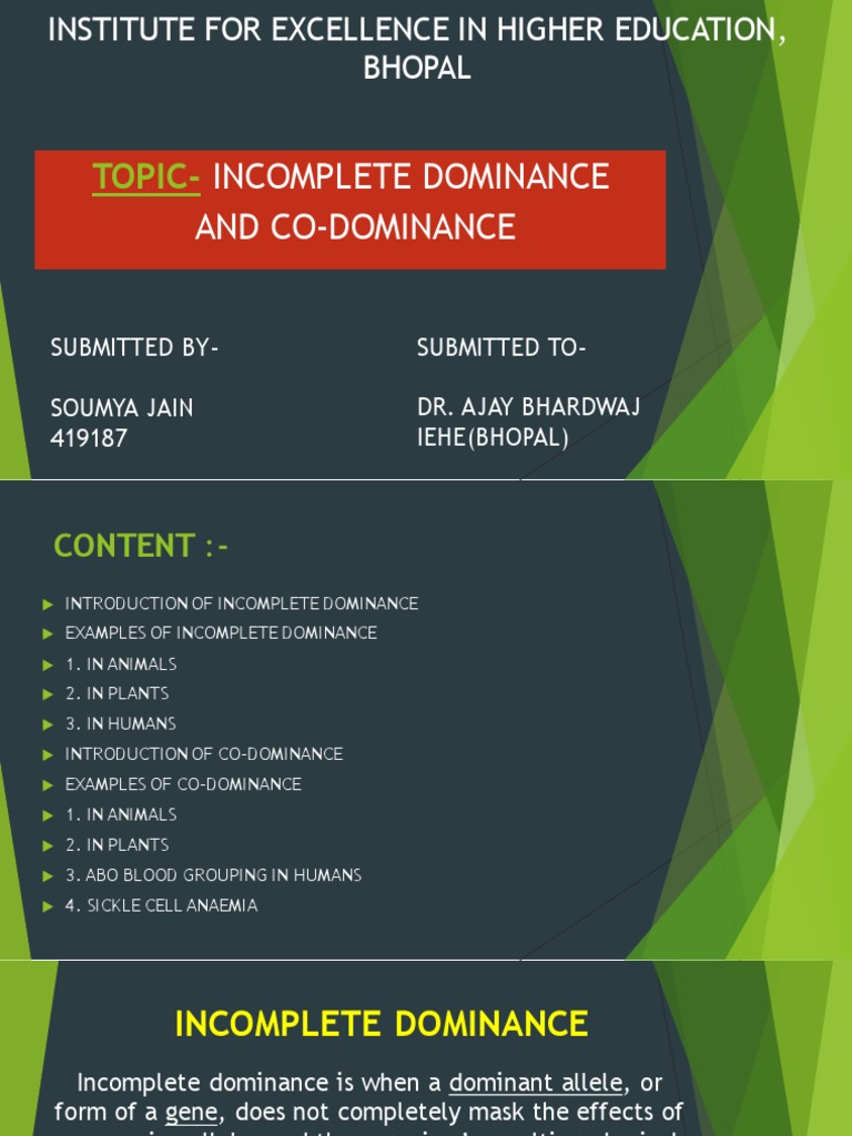 Complete Incomplete Dominance | PDF | Dominance (Genetics) | Allele