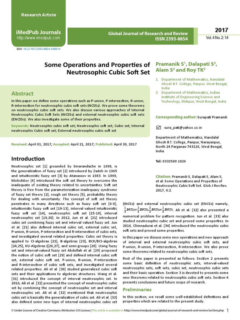 Some Operations and Properties of Neutrosophic Cubic Soft Set | PDF ... Some Operations and Properties of Neutrosophic Cubic Soft Set | PDF ...
