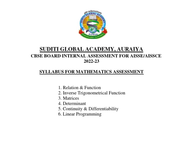 Maths Internal Assessment Syllabus | PDF