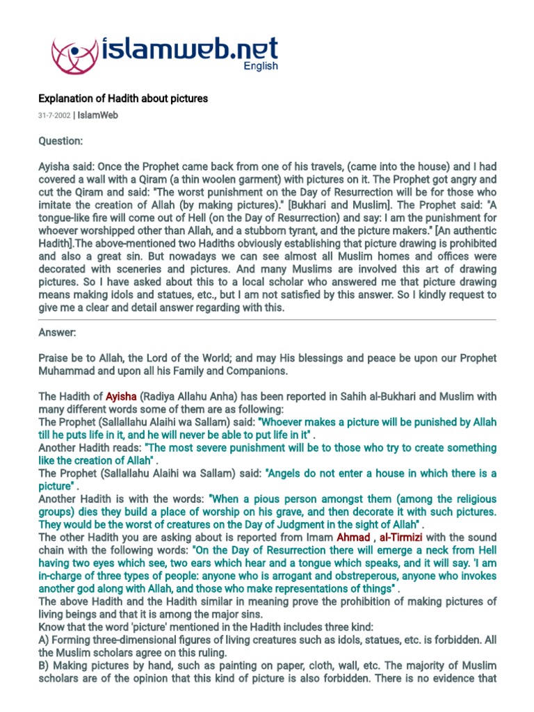 Fatwa About Picture | PDF | Hadith | Muhammad