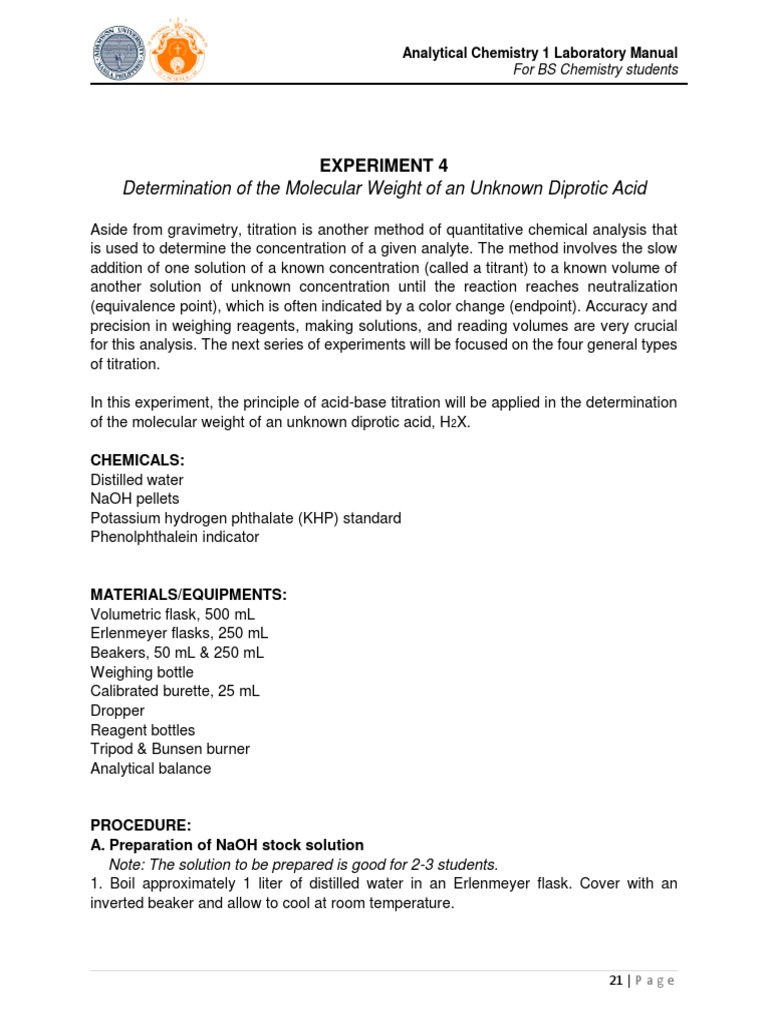 Expt 4 - Lab Manual | PDF | Titration | Chemistry