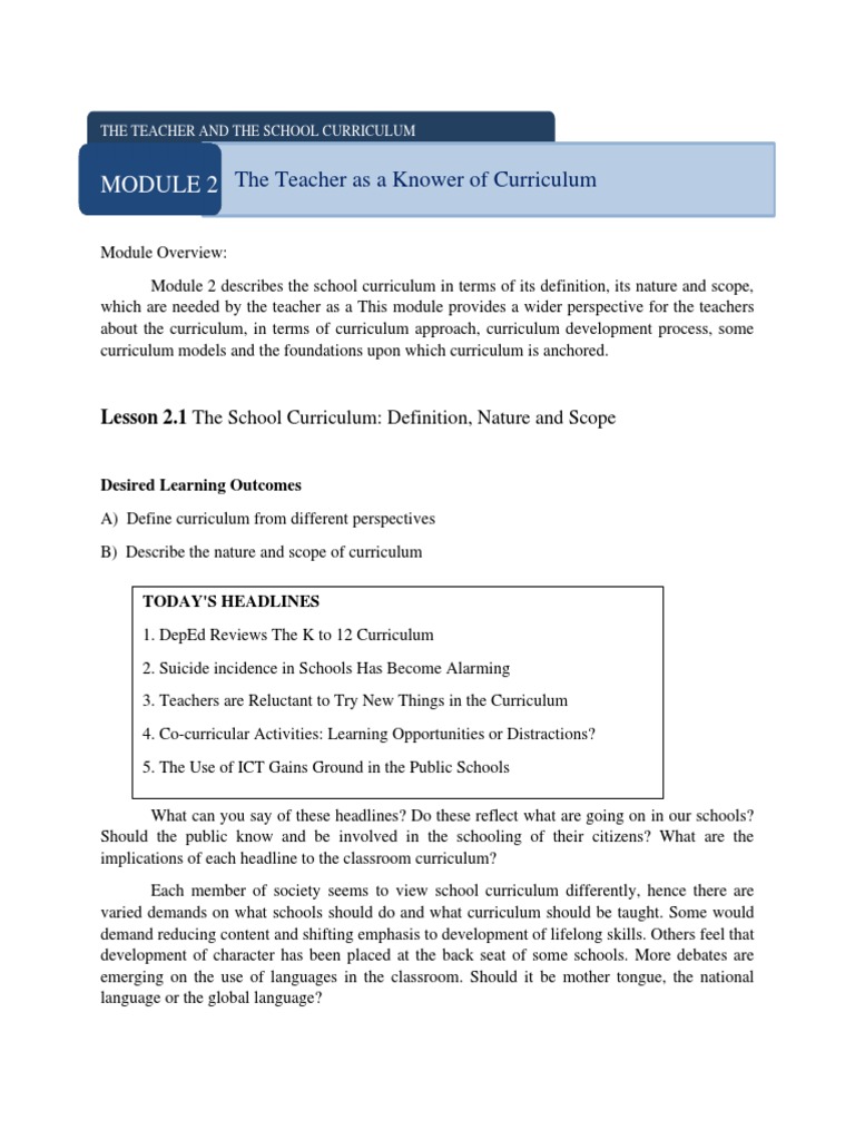 Module 2 | PDF | Curriculum | Teaching Method
