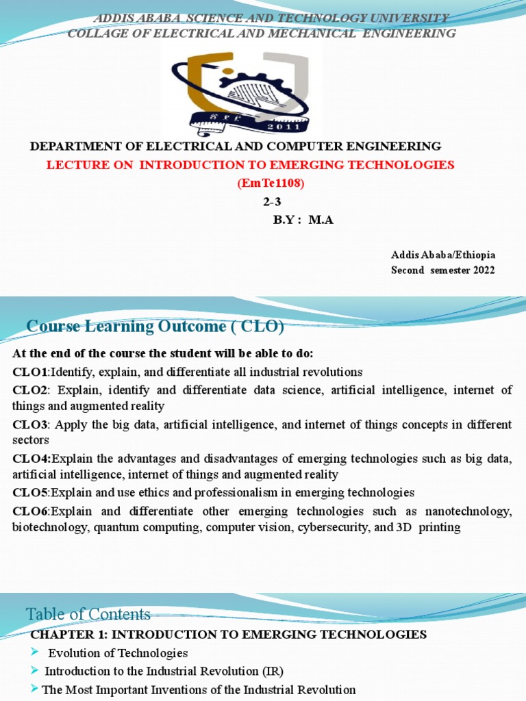 Chapter 1 - Intro. To Emerging Technologies | PDF | Internet Of Things | Artificial Intelligence