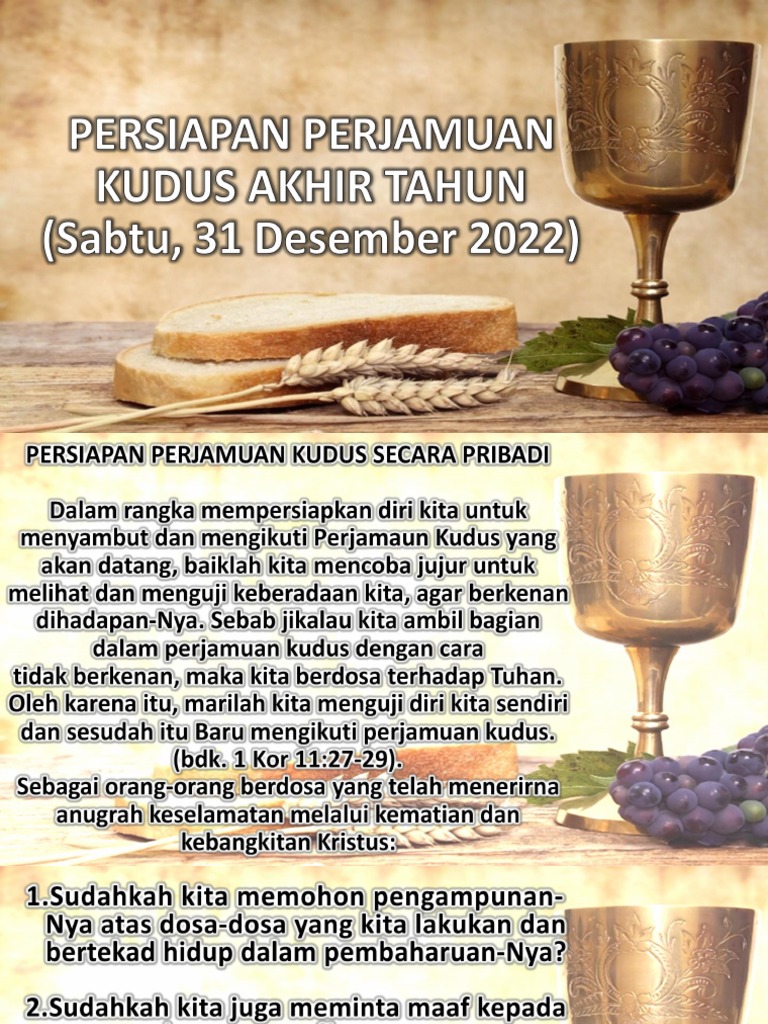 Persiapan Perjamuan Kudus Akhir Tahun 31 Desember 2022 | PDF
