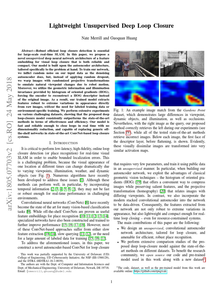 Unsupervised Loop Closure Pdf Deep Learning Artificial Neural Network 