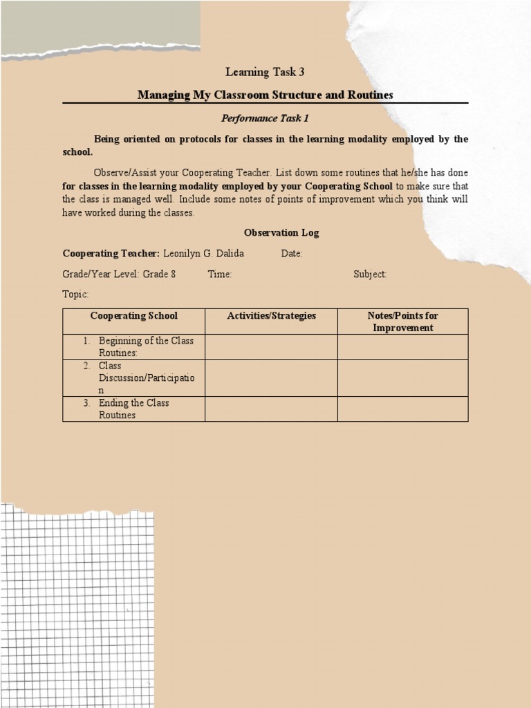 Learning Task 3 | PDF | Teachers | Learning