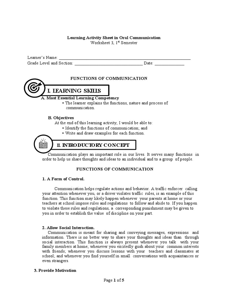 Oral Comm | PDF | Communication | Learning