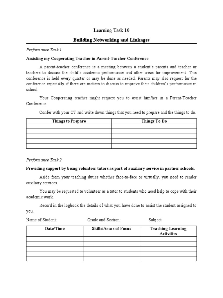 Learning Task 10 | PDF | Teachers | Communication