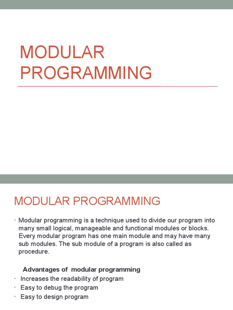 Notes On Modular Programming Pdf Subroutine Parameter Computer Programming