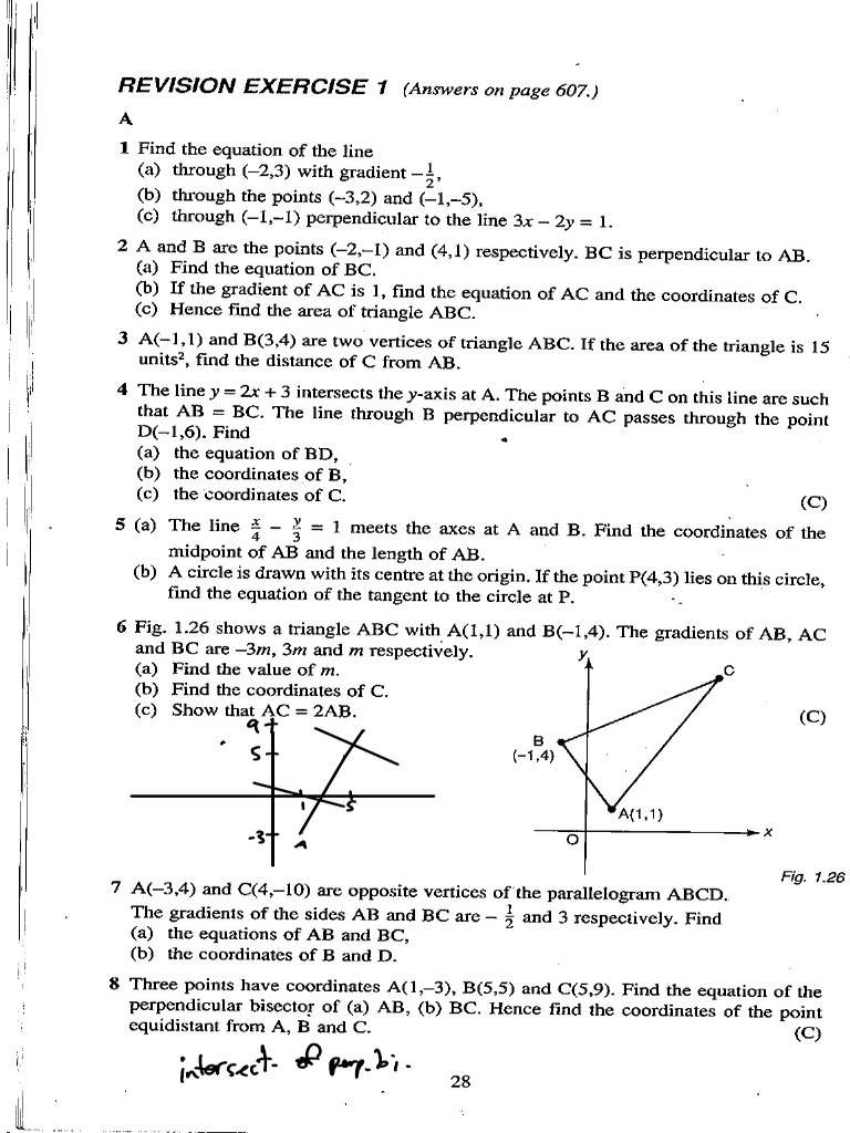 Revision Worksheet 1-Coordinate Geometry (Final 1) | PDF