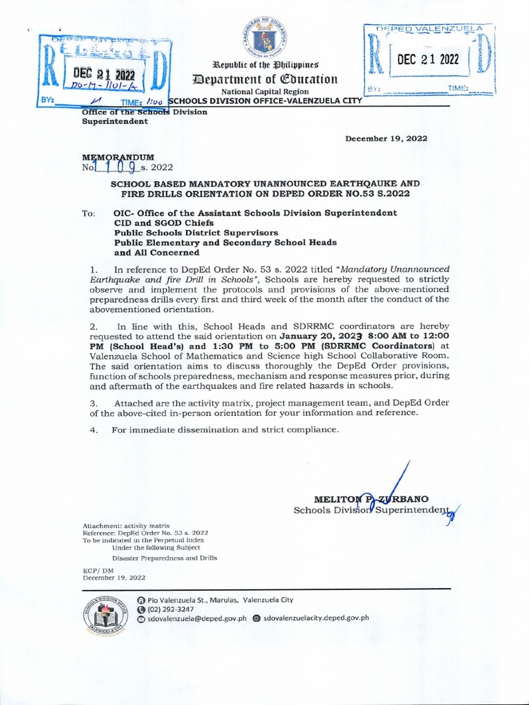 School Based Mandatory Unannounced Eartquake | PDF