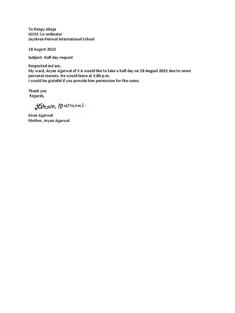 Half Day Application | PDF
