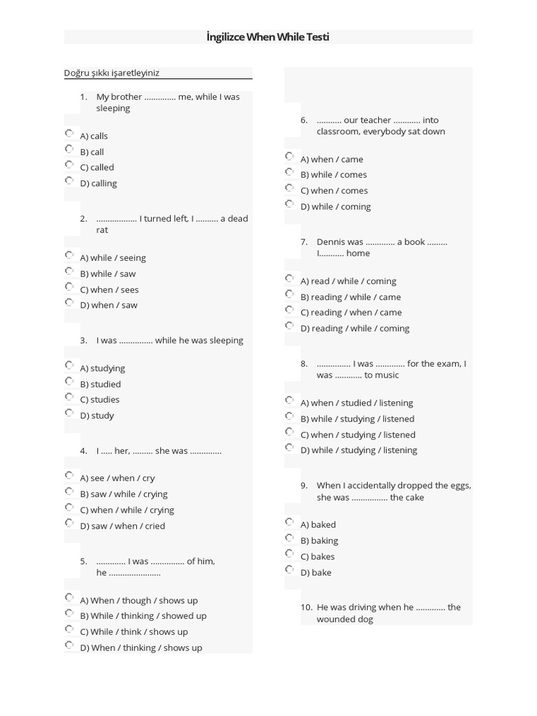 When-While Testi | PDF