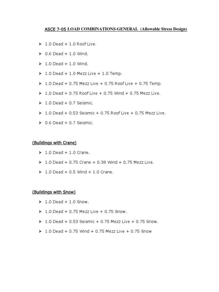 ASCE 7-05 ASD Load Combinations | PDF