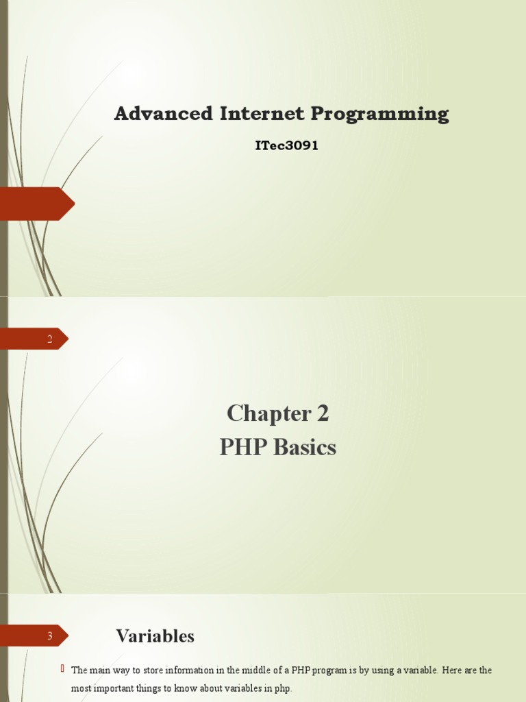 Php Chapter 2 Pdf Control Flow Variable Computer Science
