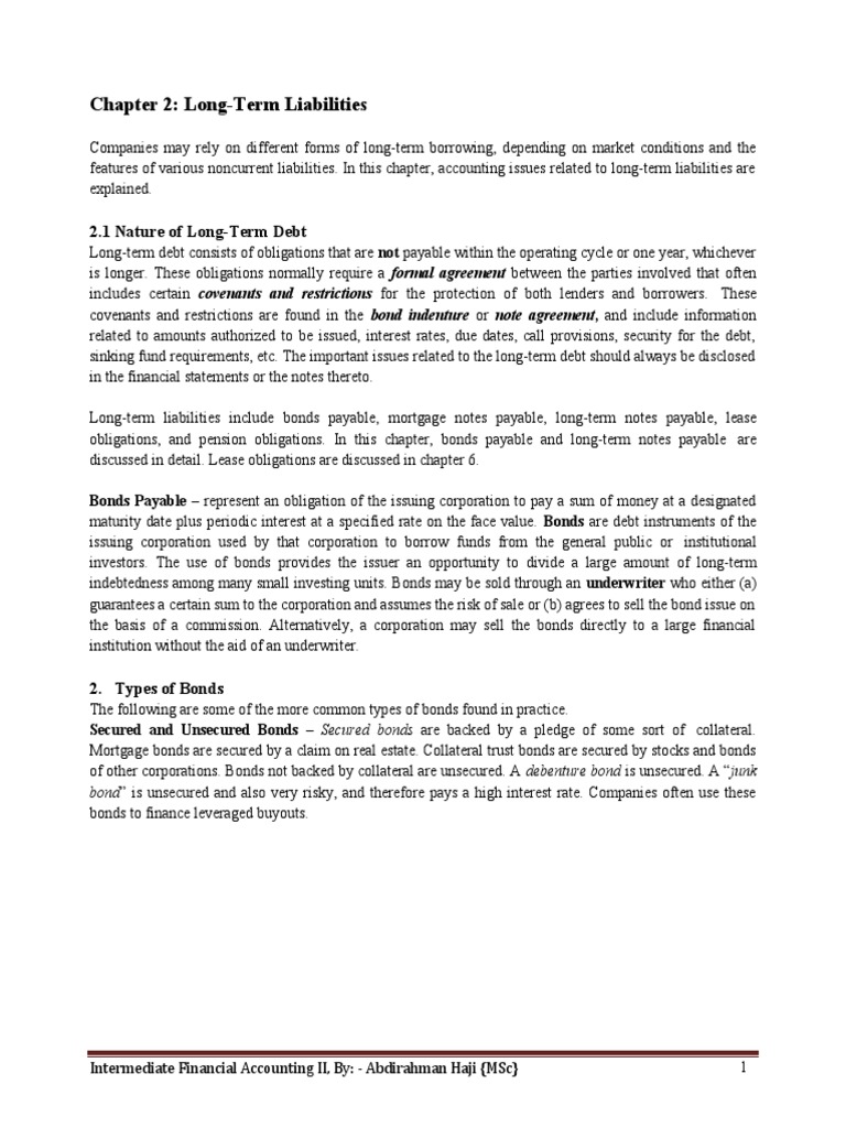 Chapter Two. Long Term Liability (Intermediate FA II) | PDF | Bonds (Finance) | Present Value