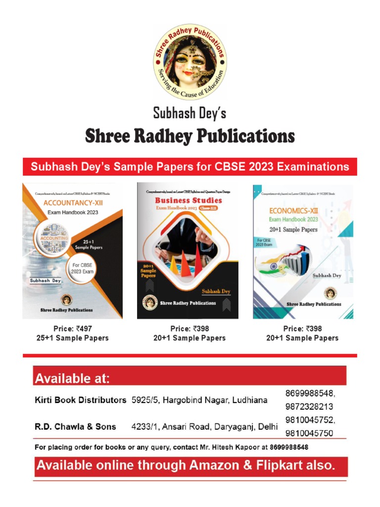 Subhash Dey's Class 12 BST Sample Papers | PDF