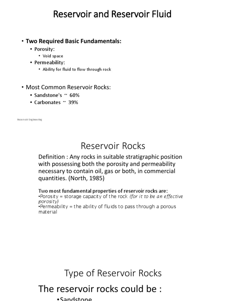 Reservoir and Reservoir Fluid | PDF | Permeability (Earth Sciences ...