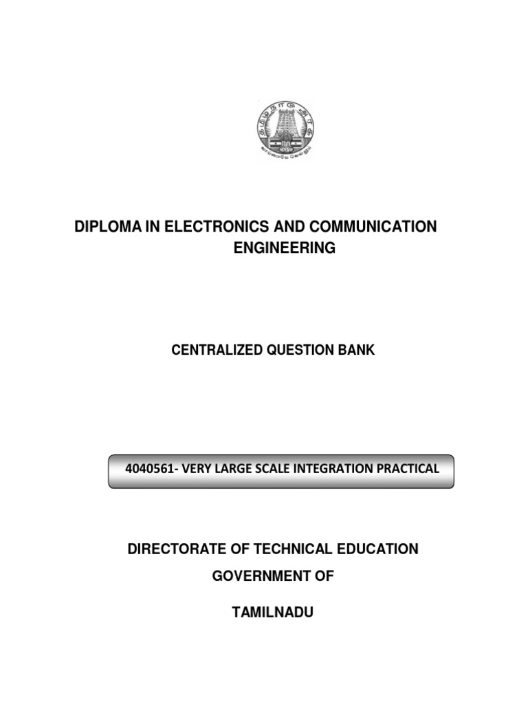 Diploma in Electronics and Communication Engineering: 4040561-Very Large Scale Integration ...