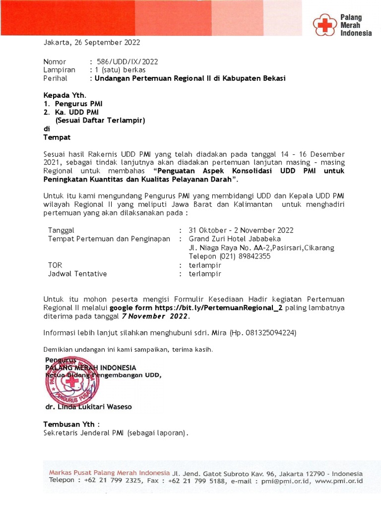 Pertemuan Regional UDD PMI Bekasi | PDF