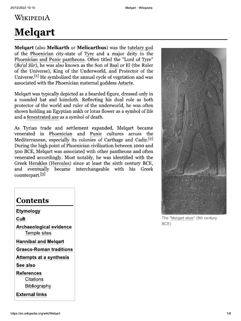 Melqart - Wikipedia | PDF