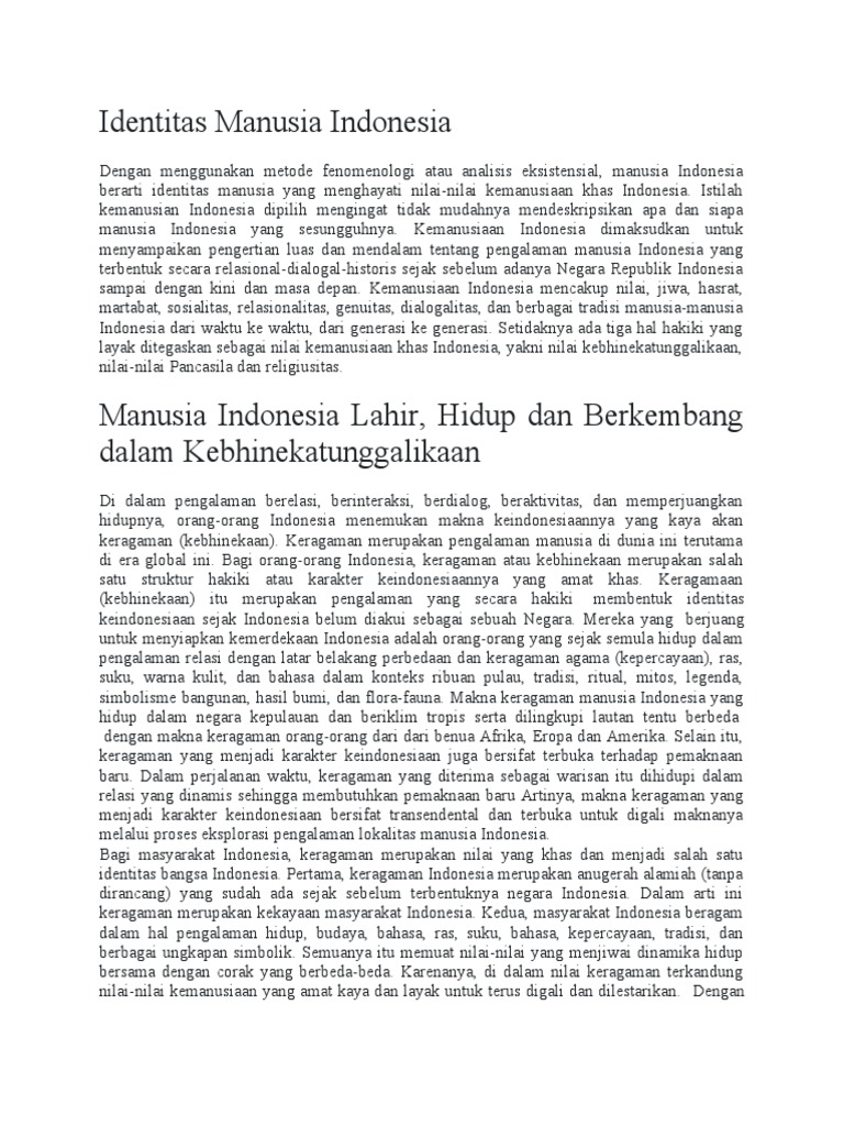 Identitas Manusia Indonesia | PDF