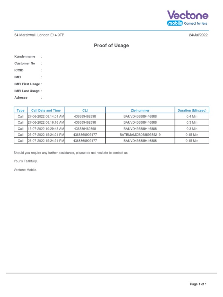 Proof of Usage 4368860905177 | PDF