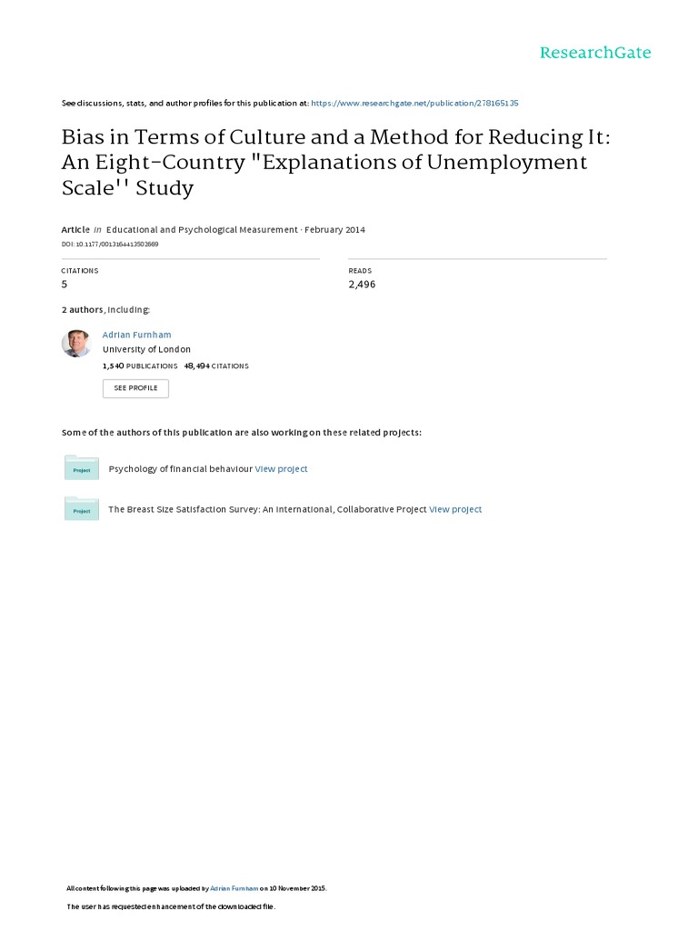 Bias in Terms of Culture and A Method For Reducing | PDF | Structural Equation Modeling ...