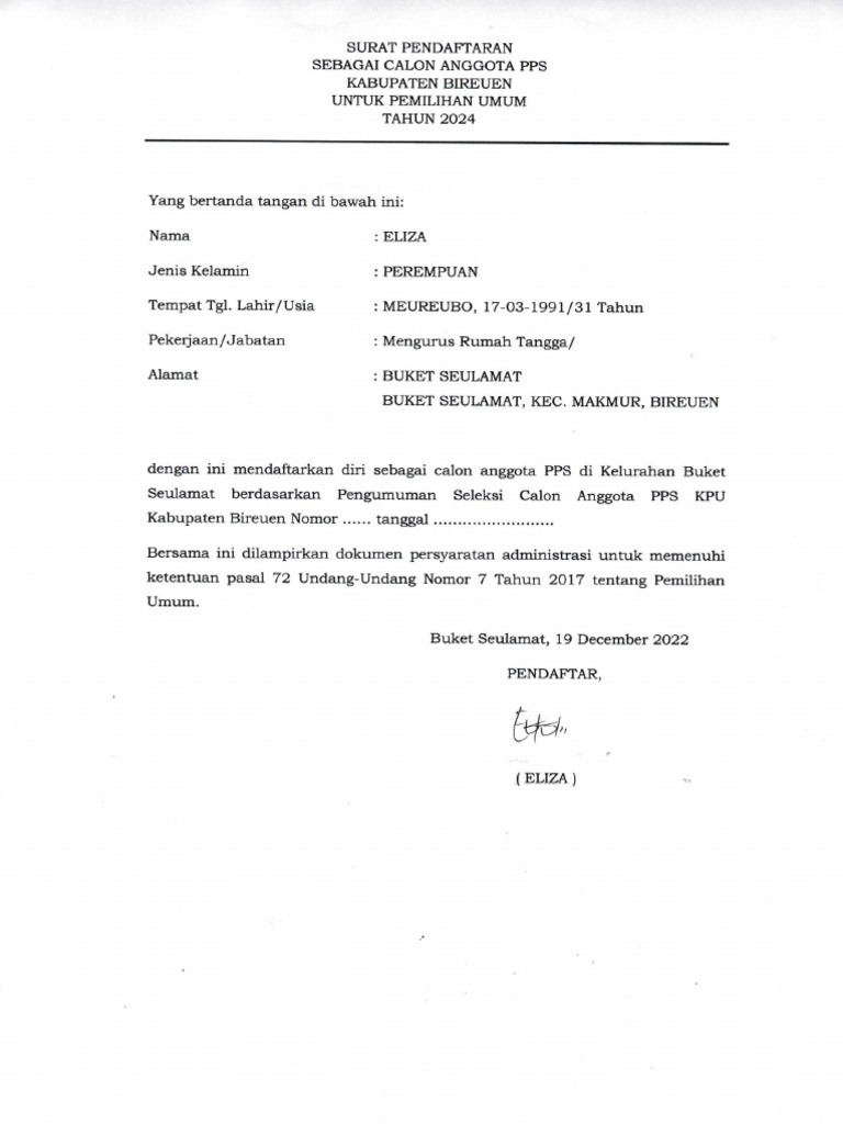 Surat Pendaftaran | PDF
