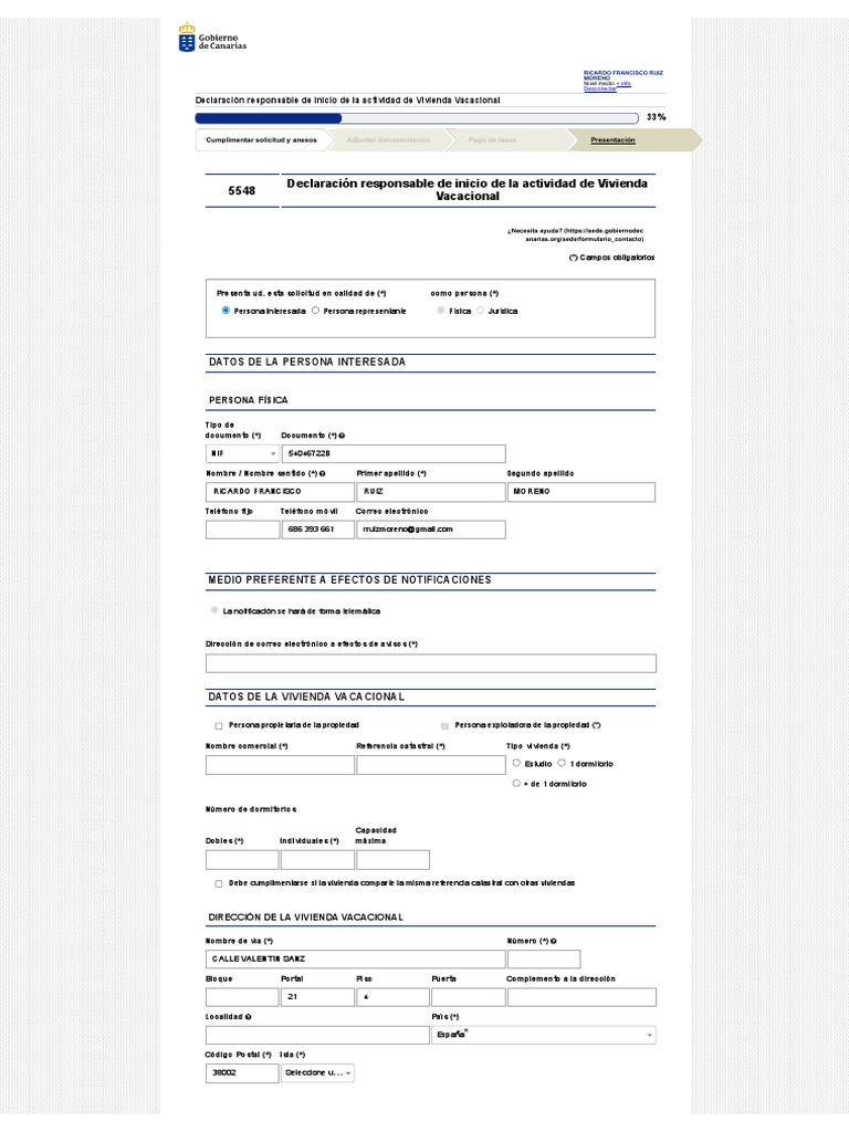 5548 Declaracion Responsable Inicio Actividad VVacacional | PDF ...