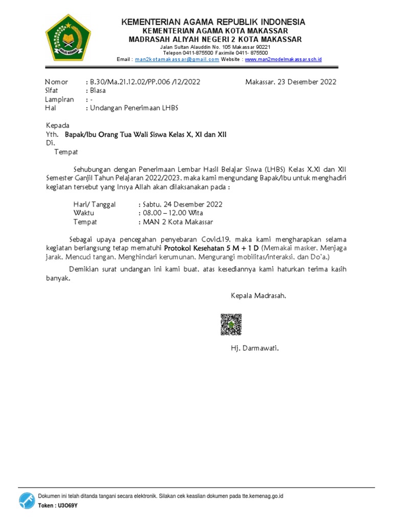 B.30 Undangan Penerimaan LHBS | PDF
