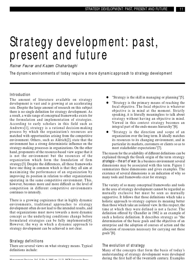 Strategy Development: Concepts and Evolution | PDF | Competitive ...