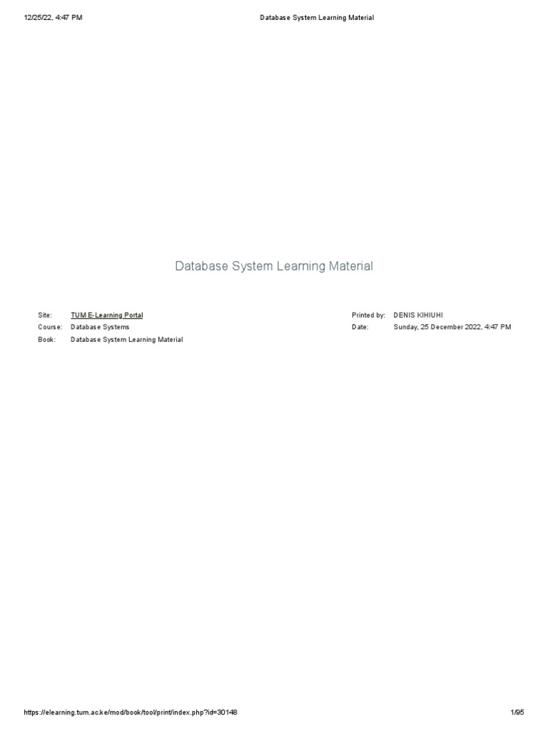 Database System Learning Material | PDF | Databases | Relational Database