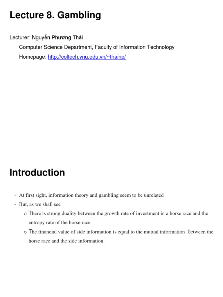 Lec09 Gambling | PDF | Gambling | Mathematics