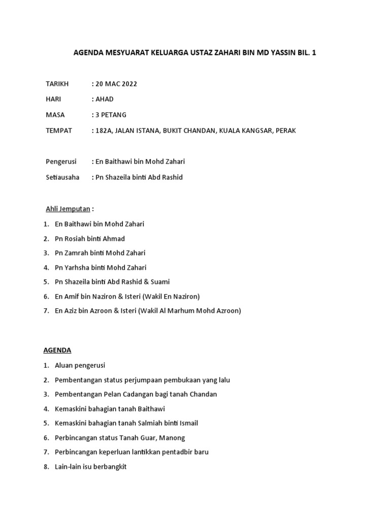 Agenda Mesyuarat 20 Mac | PDF