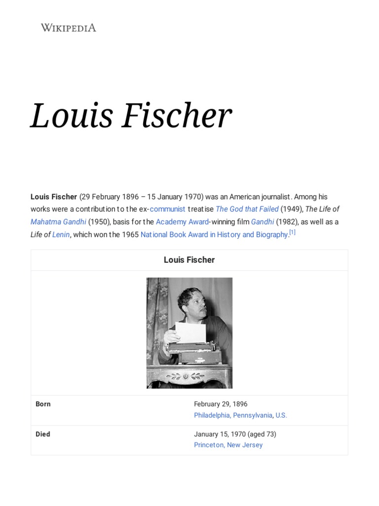 Louis Fischer - Wikipedia | PDF | Communism